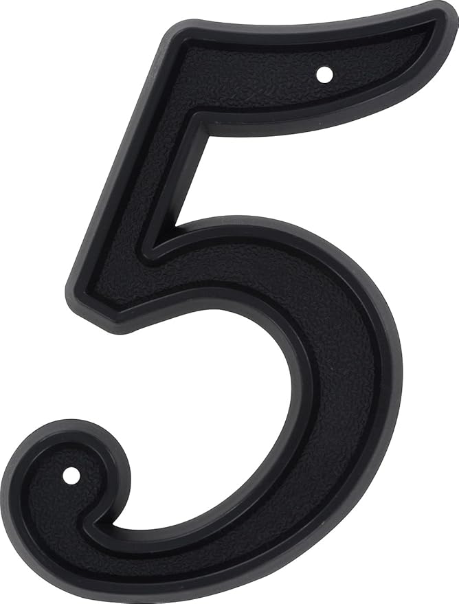 Amazon.com: Hillman 844045 6-Inch Plastic House Number 5 , Black ...