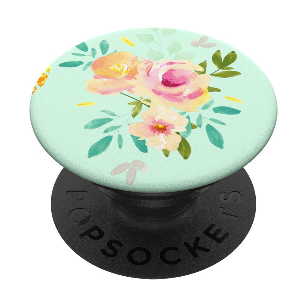Amazon.com: Mint and Peach Rose Flower Floral PopSockets PopGrip ...