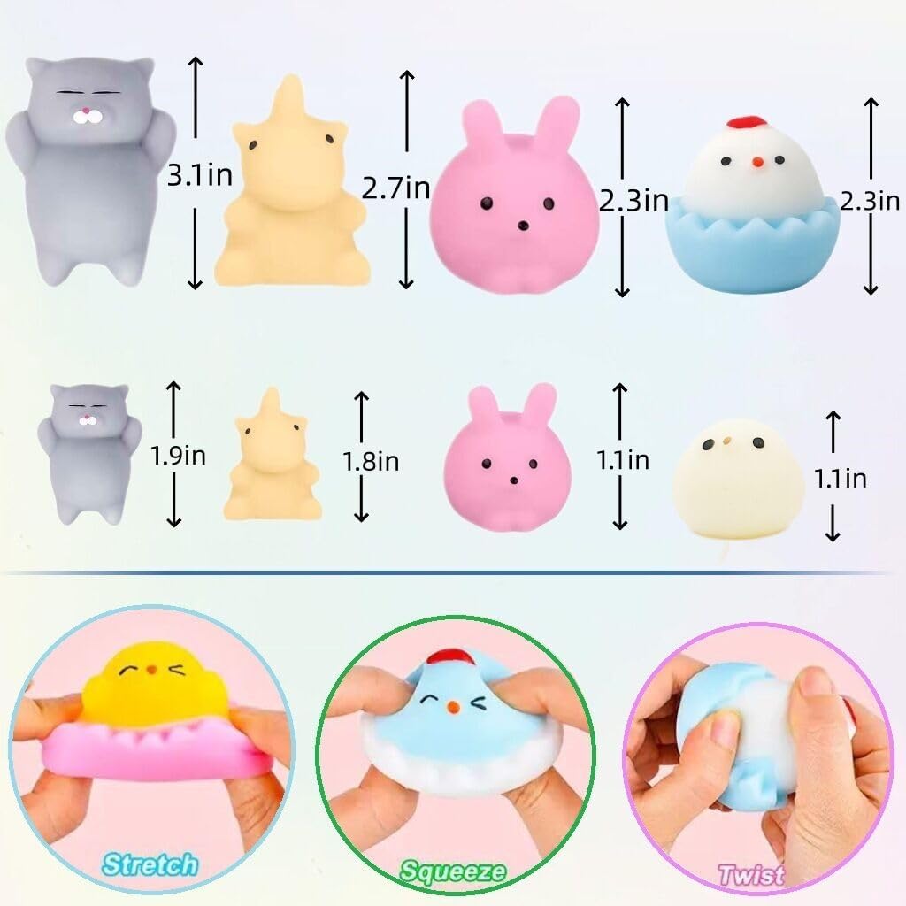 Kawaii Jumbo & Mini Animal Squishies – 12 Pcs Mochi Squishy Toy Set in ...