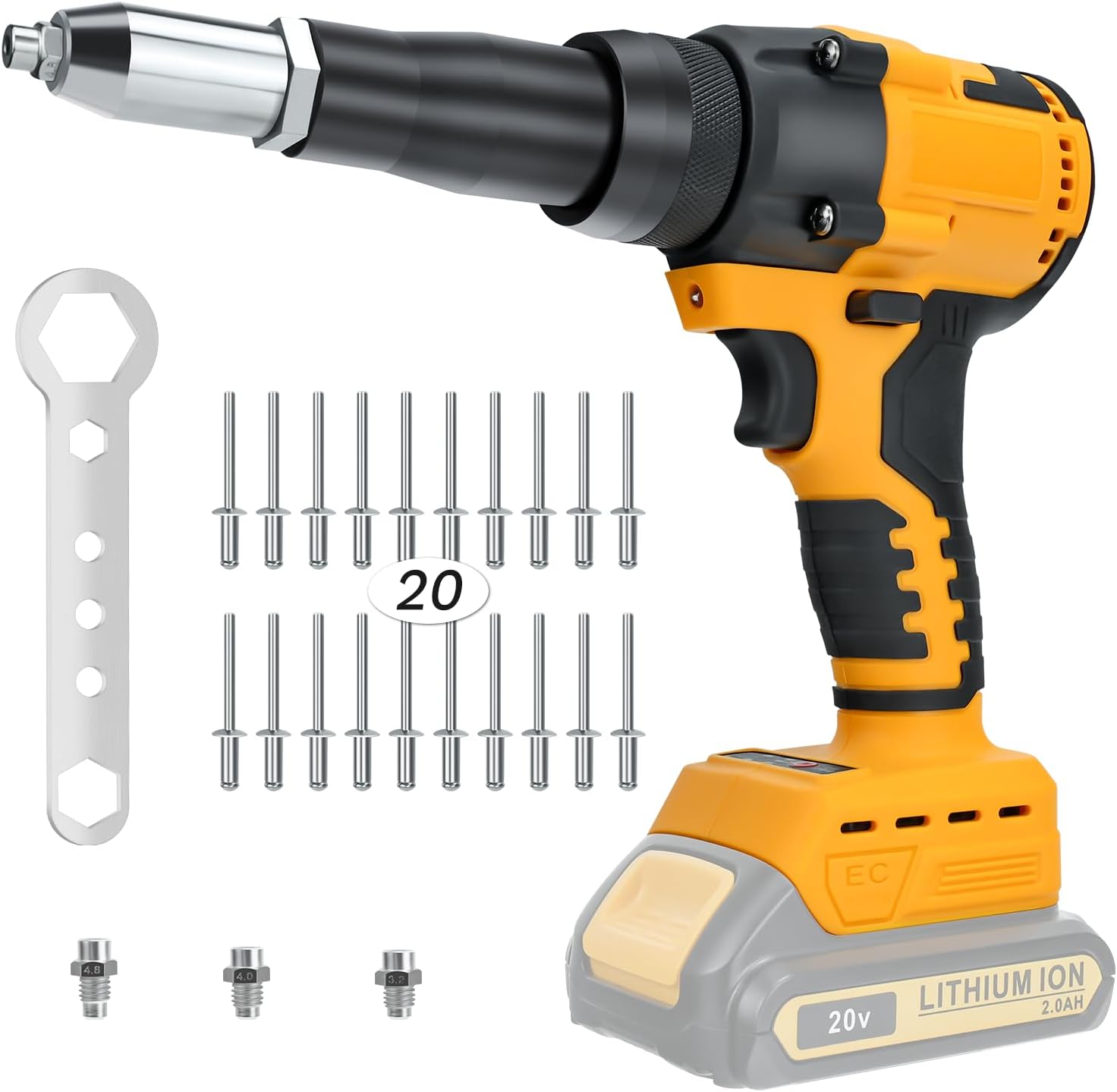 Cordless Rivet Gun for DeWalt 20V,Electric Rivet Gun, Brushless Rivet ...