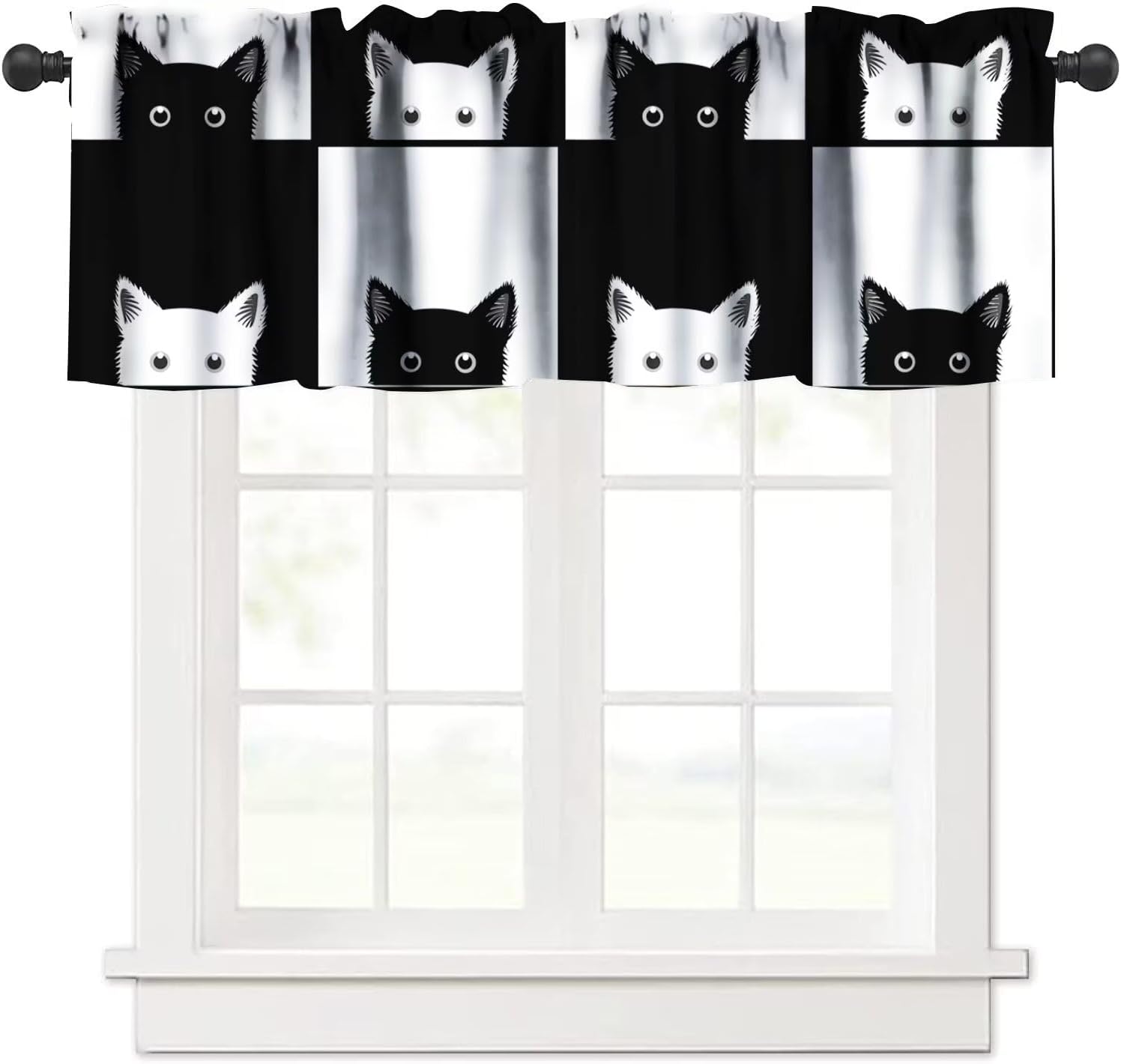 Amazon.com: JESTRONRY Black Cats Plaid Window Valances Curtain, Cute ...