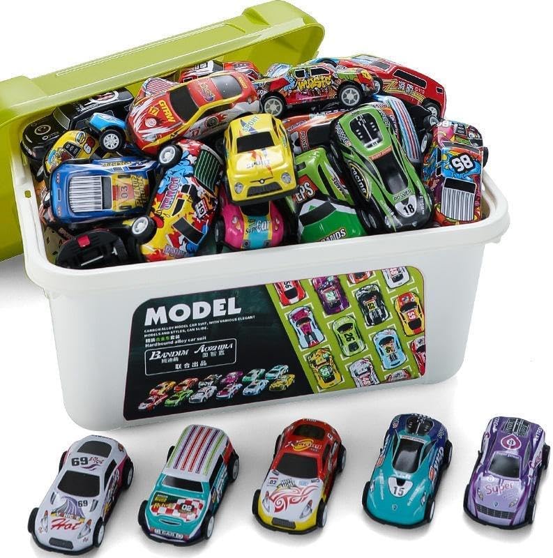 FUN MOMENT 30 Pcs Pull Back Cars Multiple Shapes with Storage Box : Buy ...