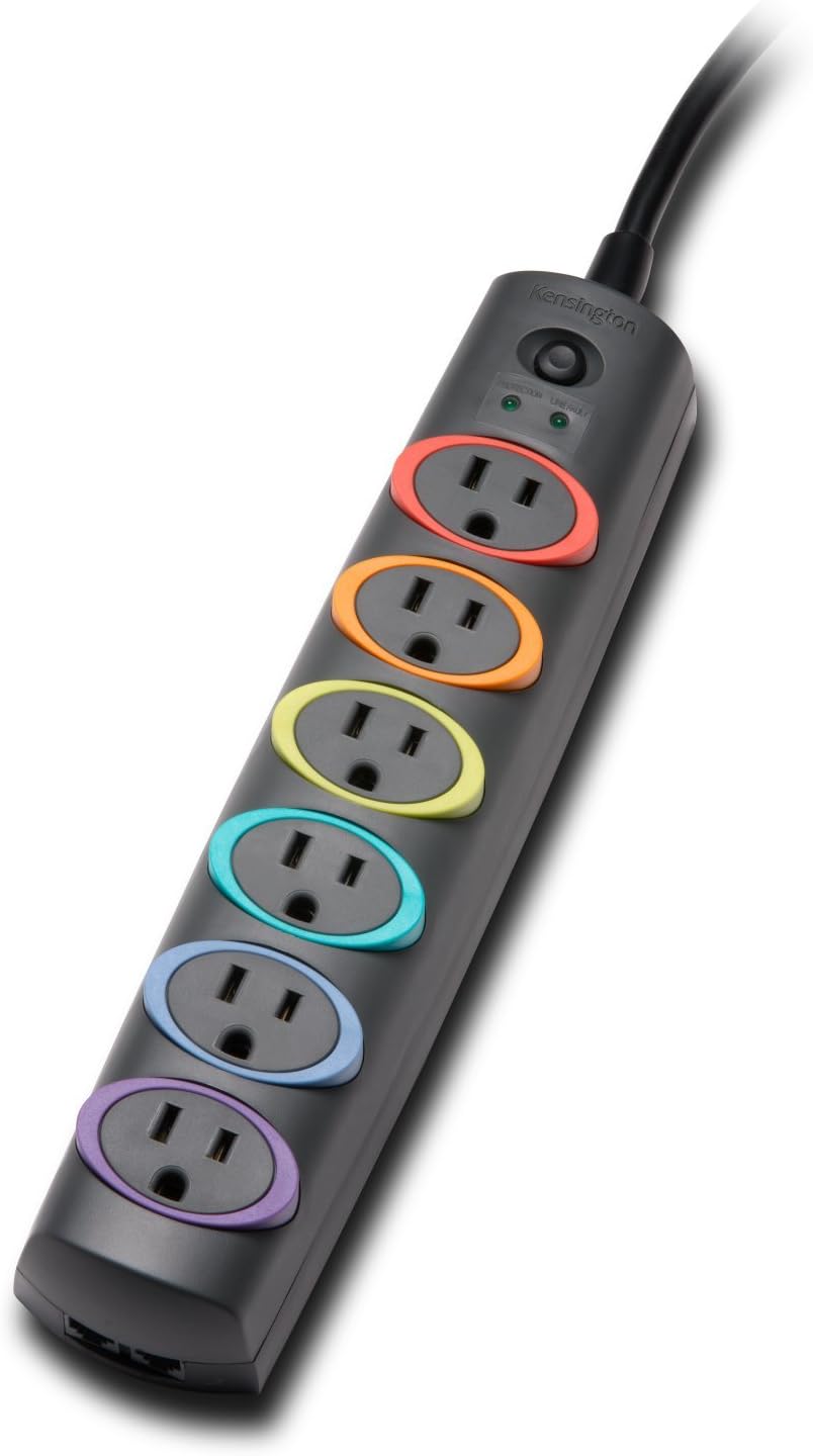 Multicontacto de 6 conectores con código de colores con cable de 2.4 ...