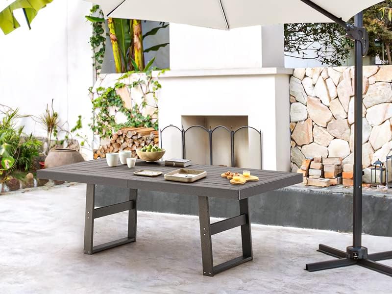 Amazon.com: YOLENY Outdoor HDPE Dining Table, Patio Dining Table for 4 ...