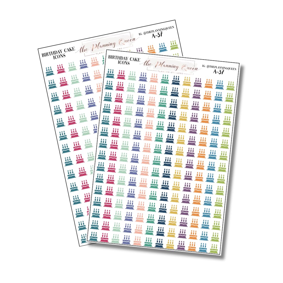 Amazon.com: Birthday cake icon planner stickers, planner stickers for ...