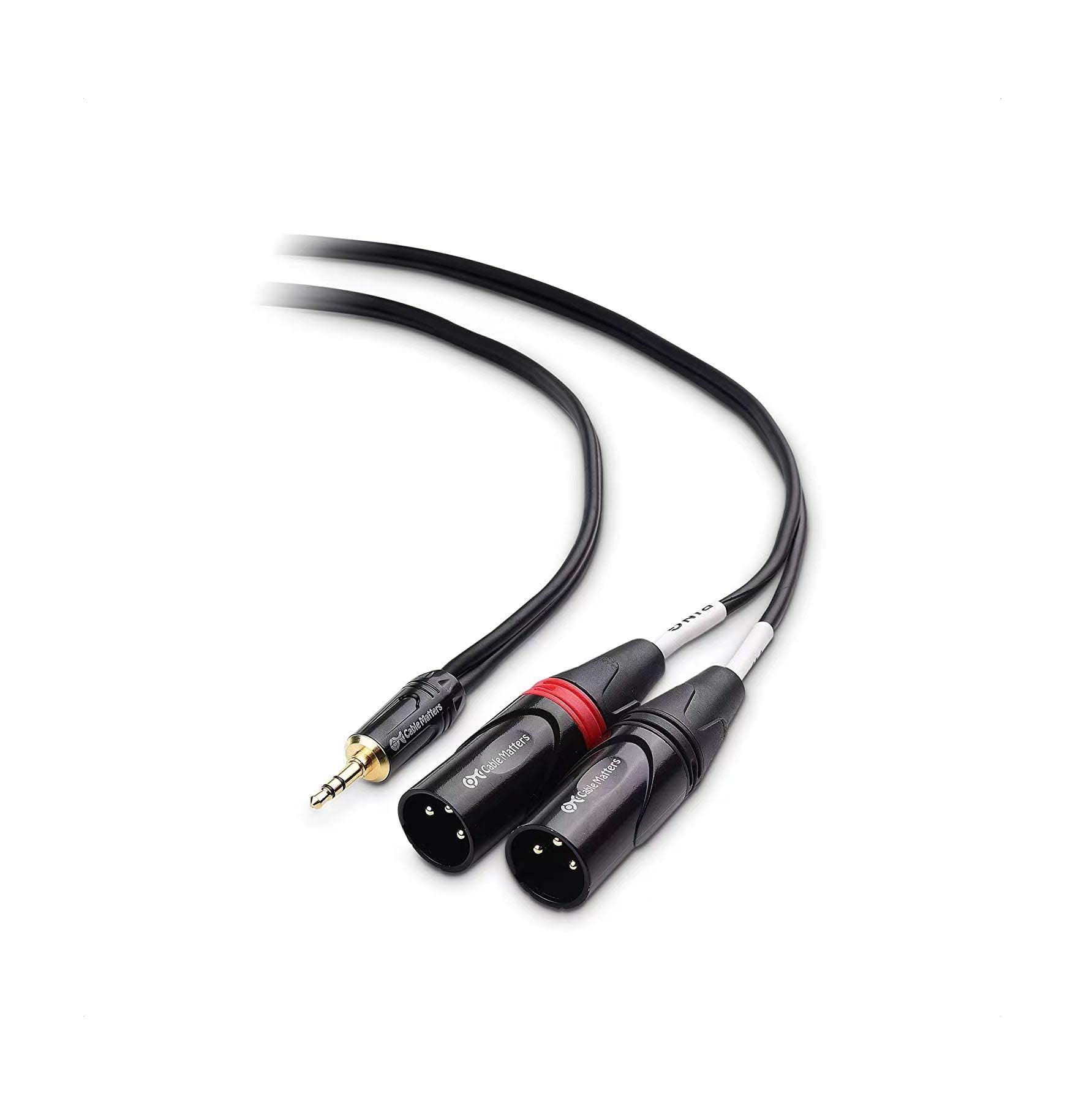 Dual XLR to 1/8 Stereo AUX Cable, Double XLR Male y Splitter Cord to 3 ...