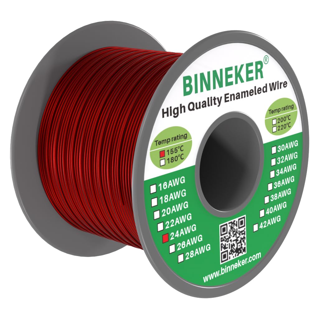 BINNEKER 24 AWG Magnet Wire - Enameled Copper Wire - Enameled Magnet ...