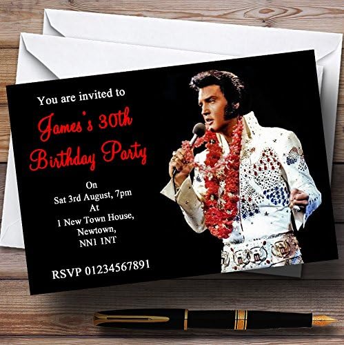 10 x Invitations Elvis Presley Red Personalised Party Invites Any ...