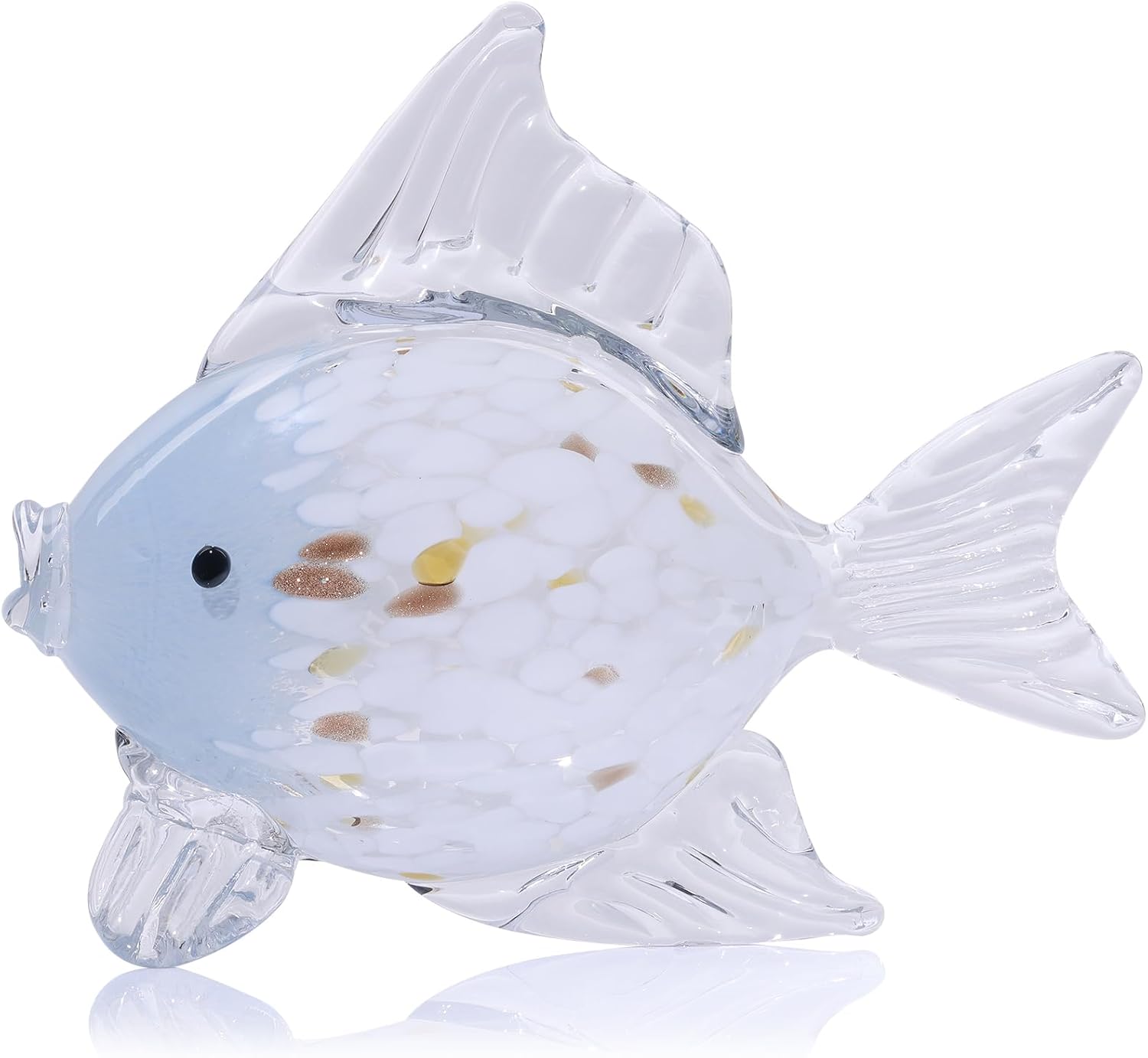 Amazon.com: XIYOUQI Blue and White Glass Fish Statues, Hand Blown Glass ...