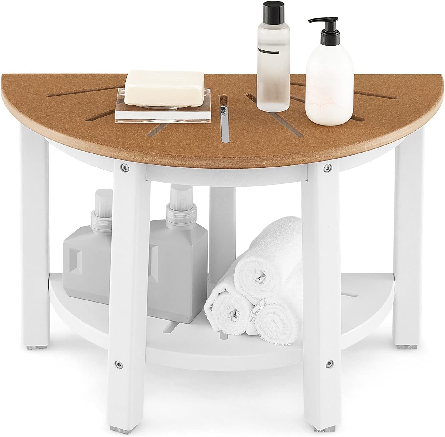 COSTWAY Corner Shower Stool, 2-Tier HDPE Spa Bath Stool Shower Seat ...