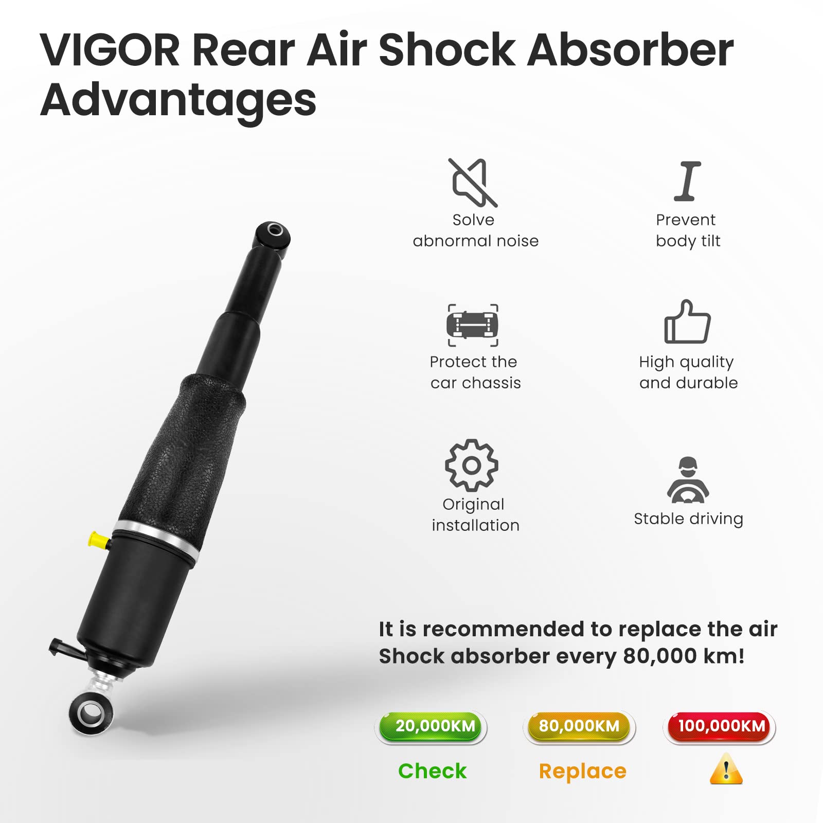 VIGOR 2Pcs Rear Air Strut Absorber Compatible with GMC Yukon 1500 ...