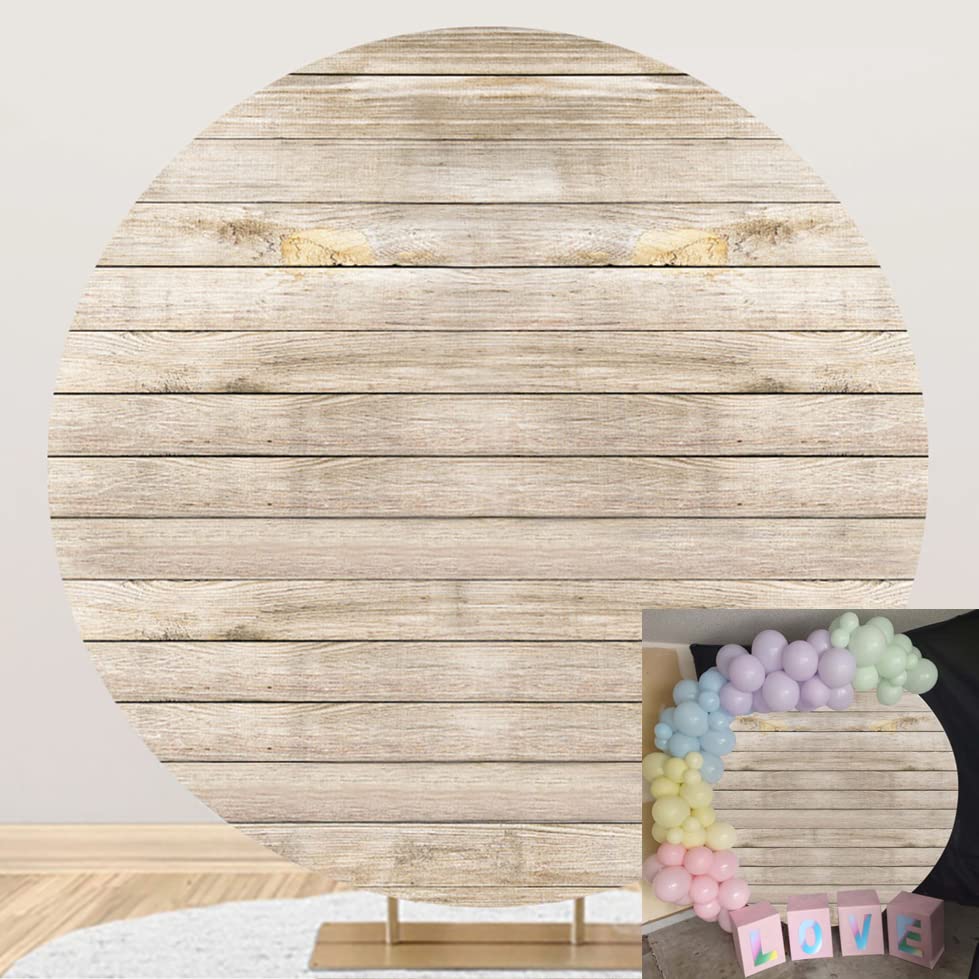 1 x RAW Customer Returns Rustic Wood Round Backdrop Cover 7x7ft Polyes ...