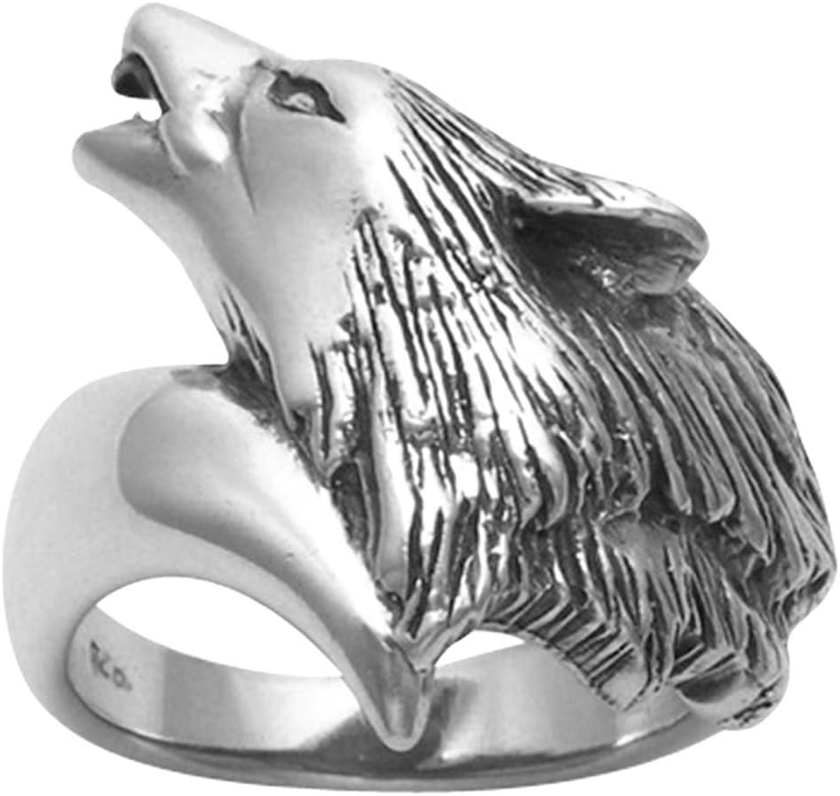 Sterling Silver Howling Wolf Ring (9)|Amazon.com