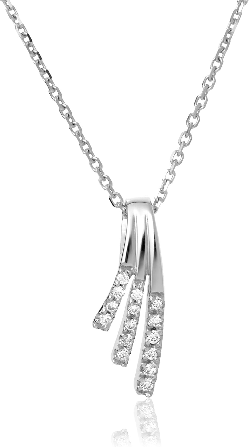 Miore Diamond Necklace, 18ct White Gold, Diamond Pendant, 45 cm Chain ...