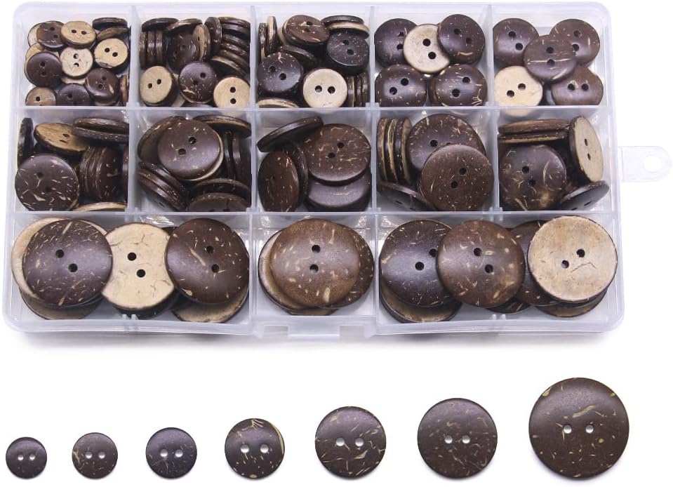 Amazon.com: Kbraveo 150 pcs 1 inch New Thick Coconut Shell 2 Holes ...