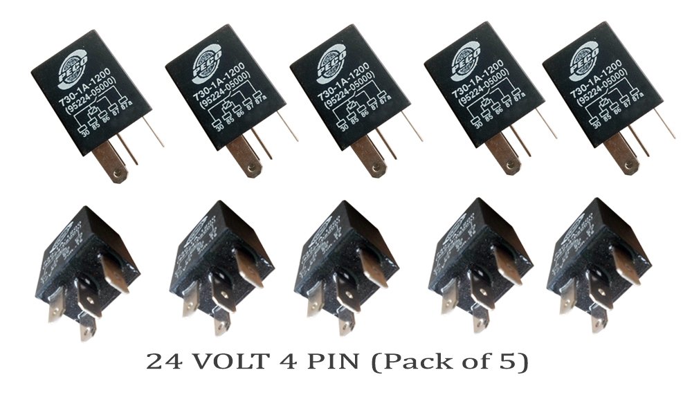 Micro Relay 24 Volt - 4 PIN (Pack of 5) - PECO : Amazon.in: Car & Motorbike