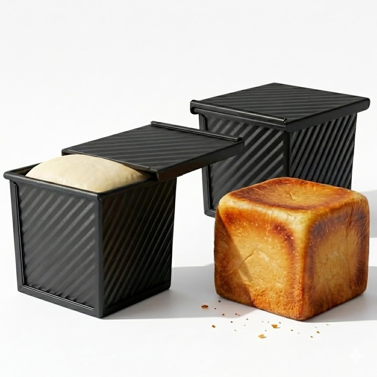 Amazon.com: Hovnarh 2-Pack Mini Pullman Loaf Pan with Lid, 4 Inch ...