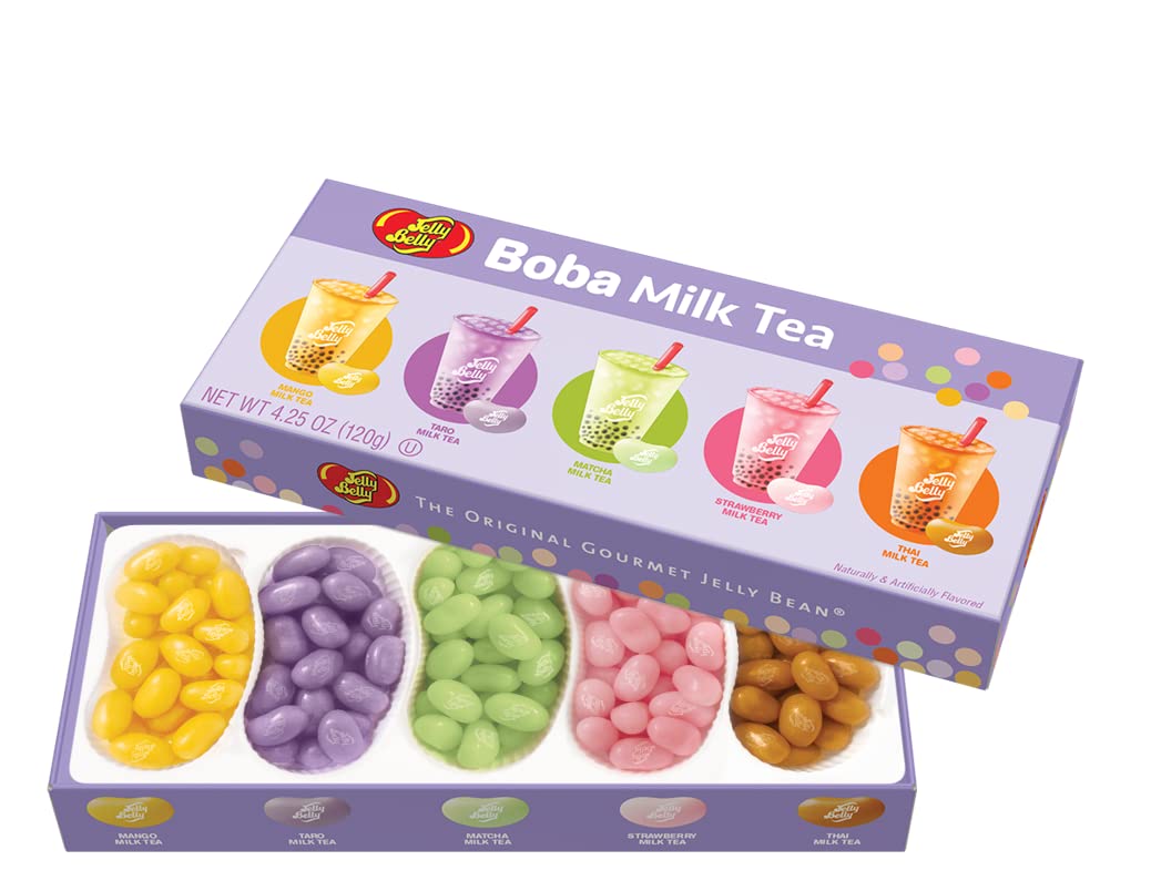 Amazon.com : Jelly Belly Boba Milk Tea Gift Box. 5 Flavors in every 4 ...