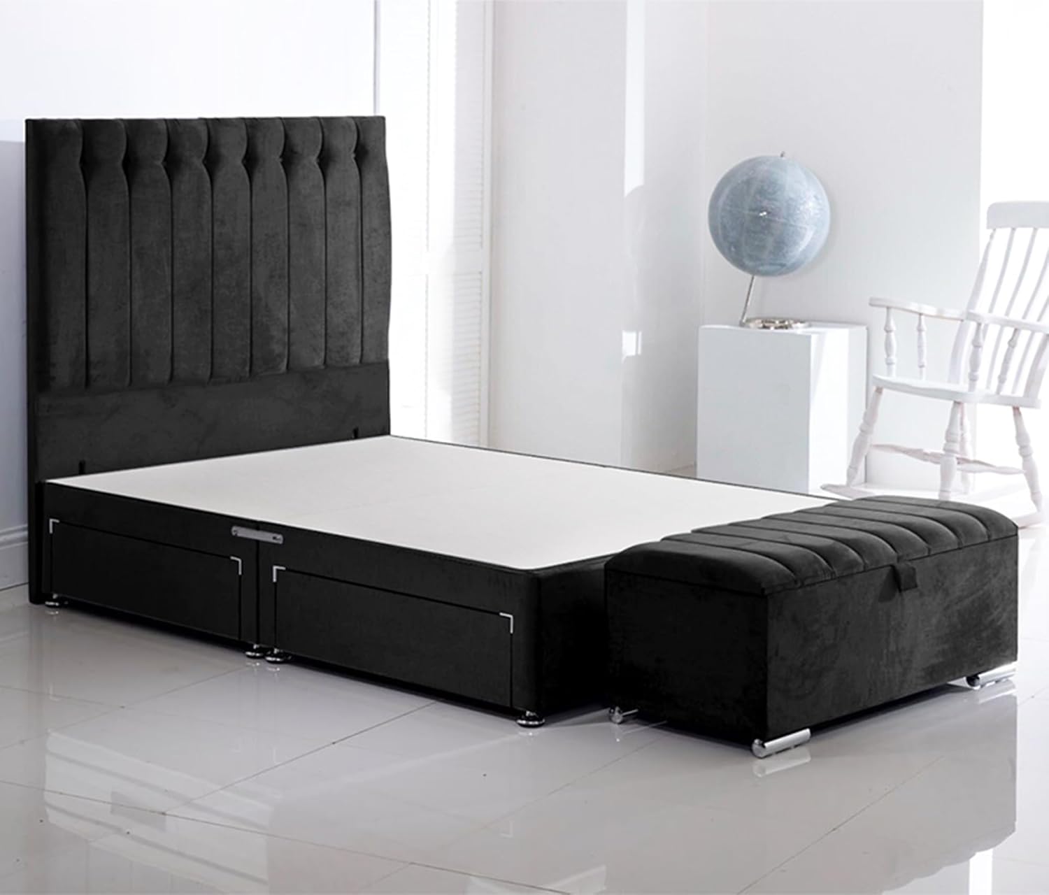 ComfoRest - Elegant 4ft Small Double Divan Bed with 2 Drawers - 54 ...