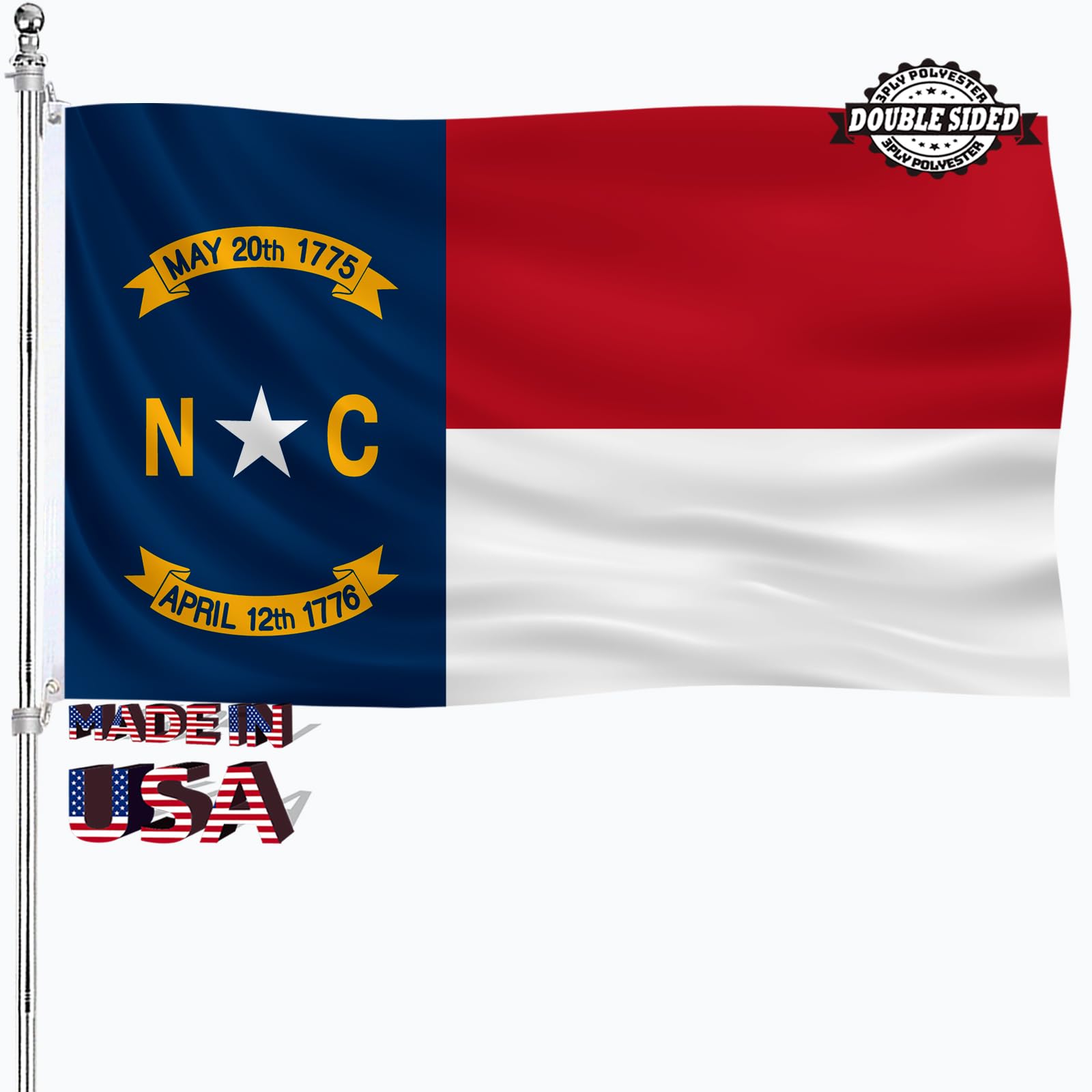 Snapklik.com : North Carolina State Flag 3x5 Outdoor Double Sided NC ...