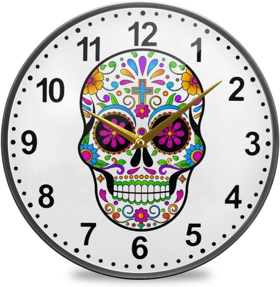 ALAZA Dia De Muertos – Reloj de pared con calavera de azúcar mexicana ...