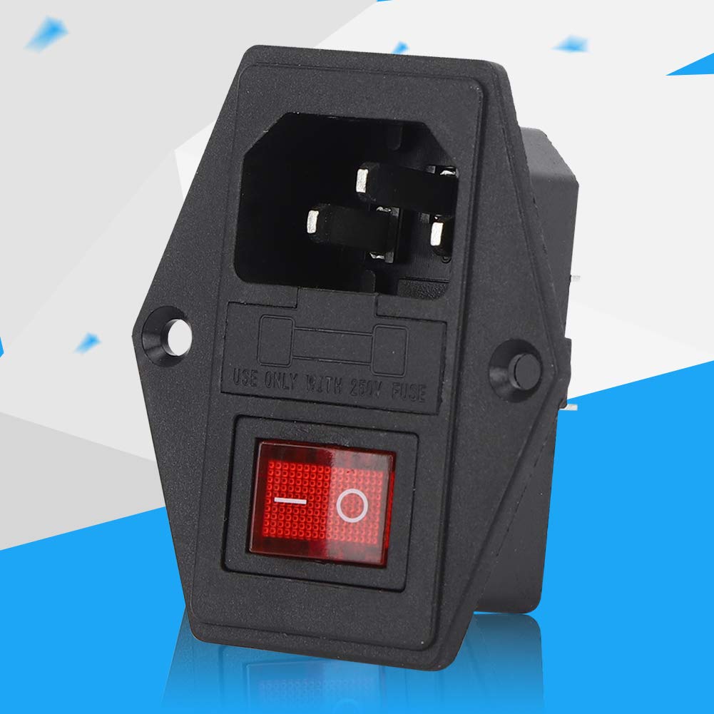 Buy 3 Pin Power Socket Switch, AC 16A 250V Inlet Module Plug Fuse ...