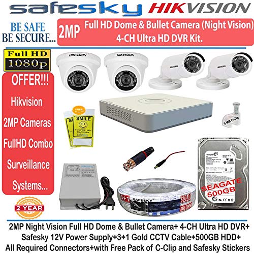Buy Safesky Hikvision 4-Chennal CCTV Security Surveillance System Full ...