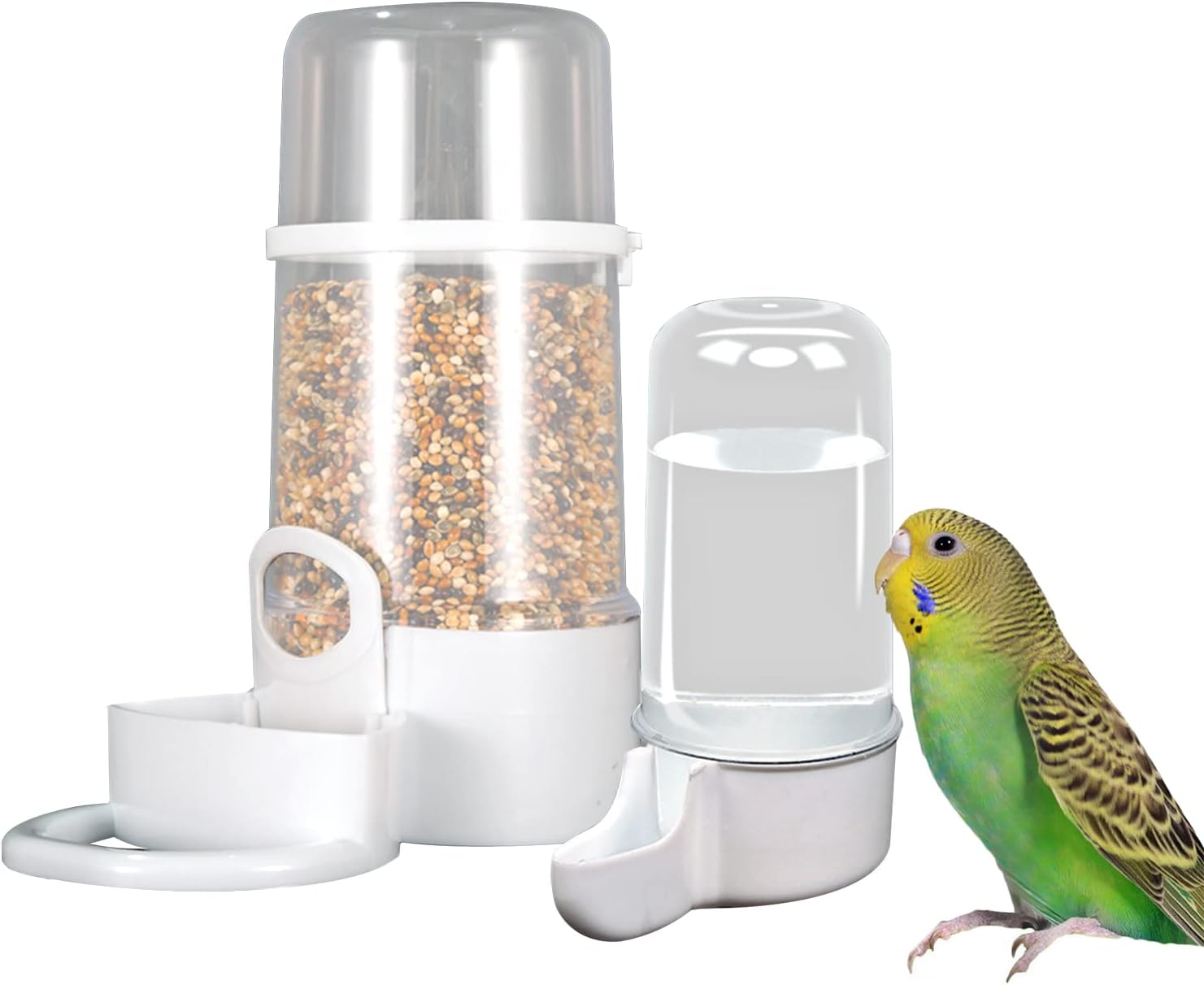 2Pcs/Set Automatic Bird Cage Feeder Bird Food Feeder Water Bottle ...