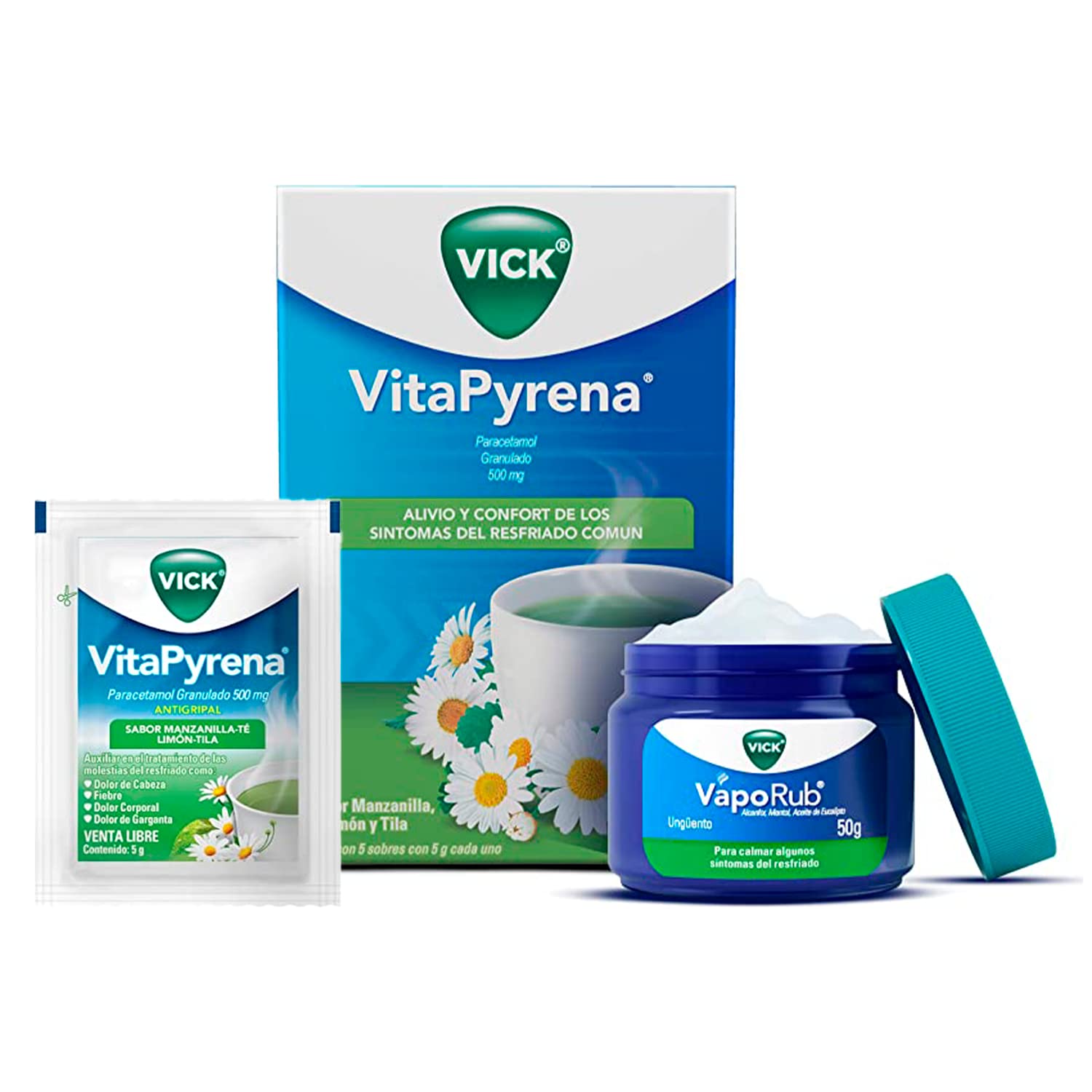 Vick Pack Vitapyrena Antigripal, Té Sabor Manzanilla y Limón 5 Sobres ...