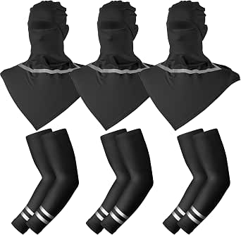3 Sets Balaclava Face Mask and Arm Sleeves with Reflective Strip Summer ...