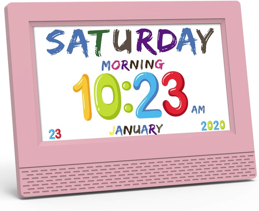 Amazon.com: Kids Digital Alarm Clock Colorful, 7" Large LED Time ...