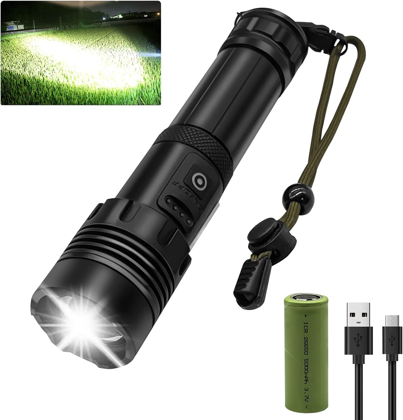 Ultra-bright 30000 High Lumens Led Rechargeable Flashlight,Type-C Fast ...