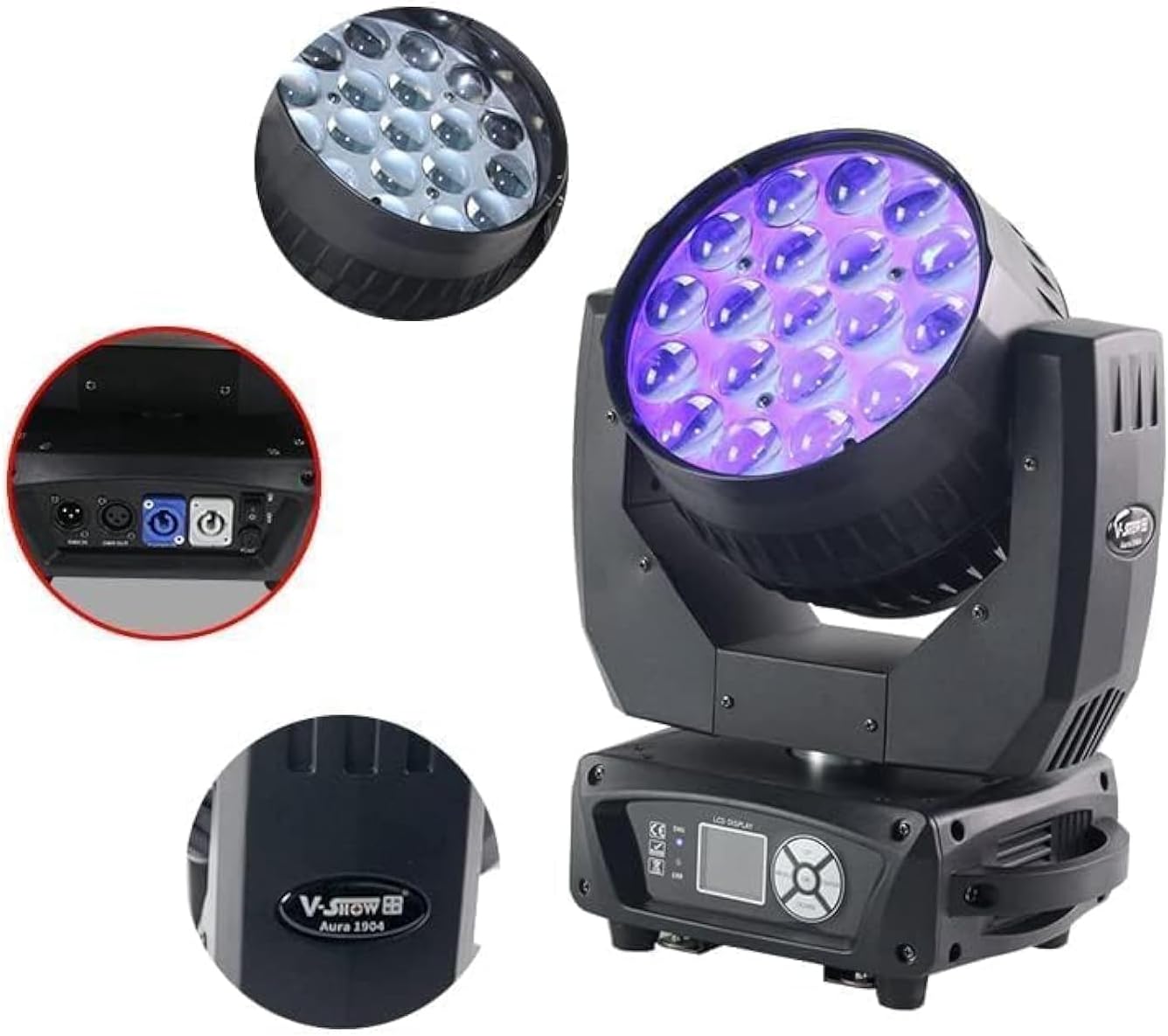 Amazon.com: VShow 19x15W RGBW 4IN1 Aura Zoom Wash Moving Head Light ...