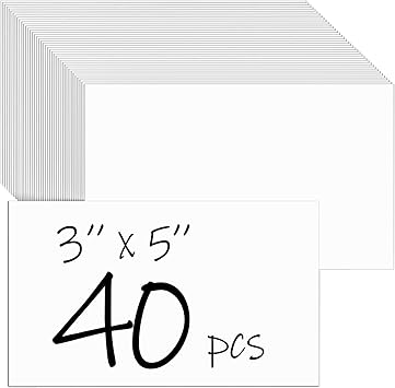 Amazon.com : 40 Sheets White Cardstock 3x5 Cards, 80lb/230gsm Thick ...