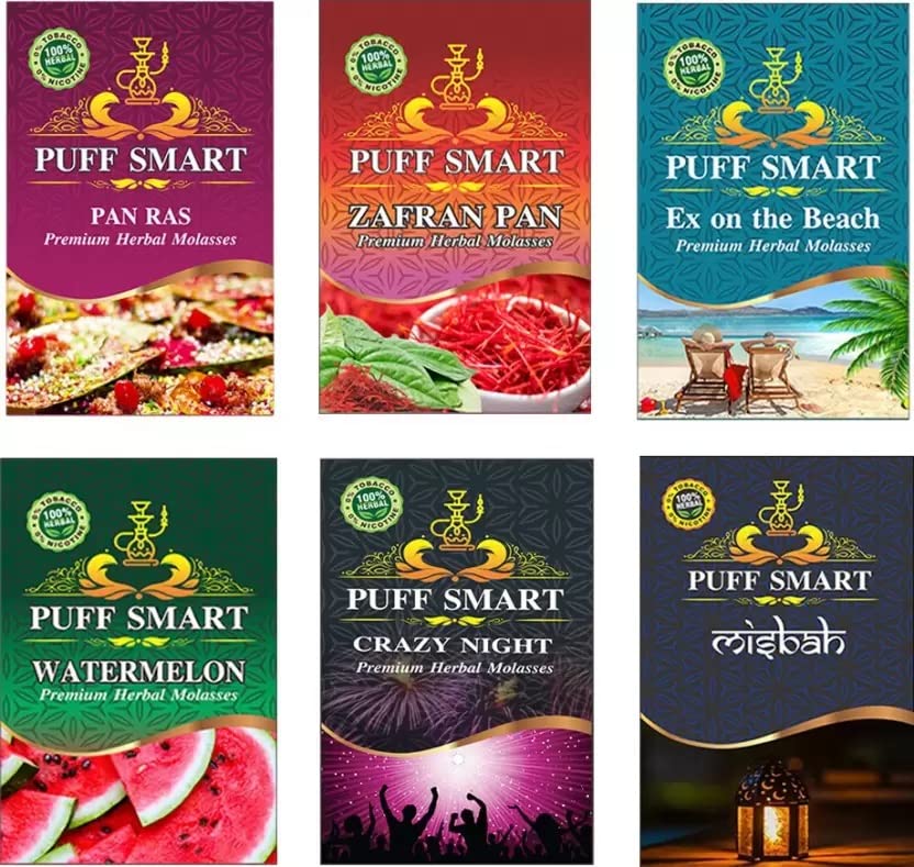 PUFF SMART Herbal Hookah Molasses (100% Nicotine and Tobacco Free) Pan ...