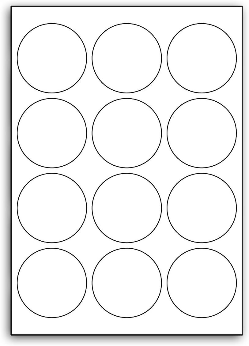 Multi Purpose White Peelable Round Labels - 12 Labels Per Sheet - 5 ...