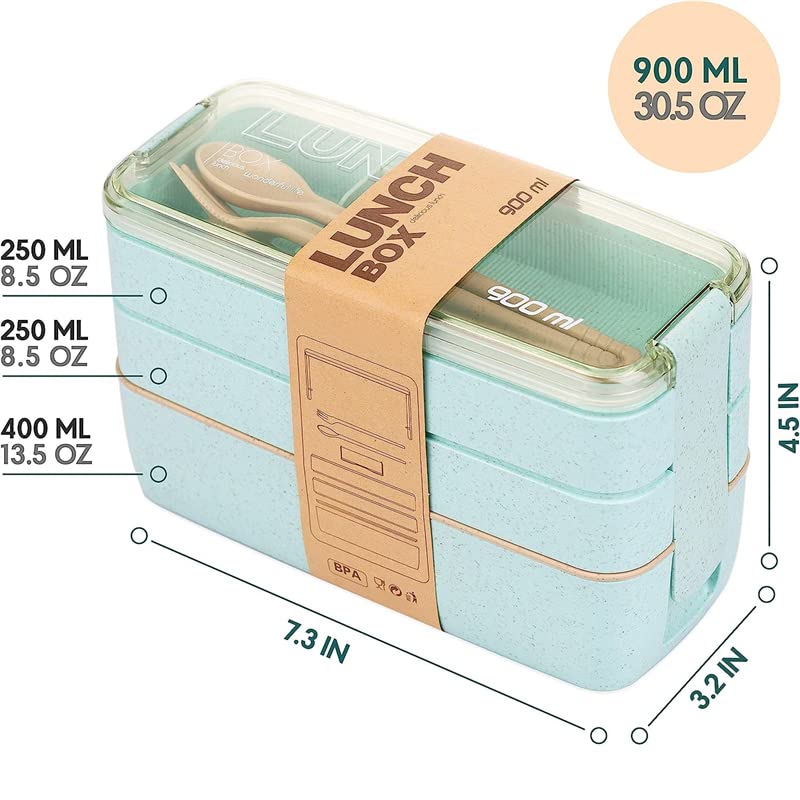 Snapklik.com : Mejiwasmi Green Bento Box For Adults, 3-In-1 Meal Prep ...