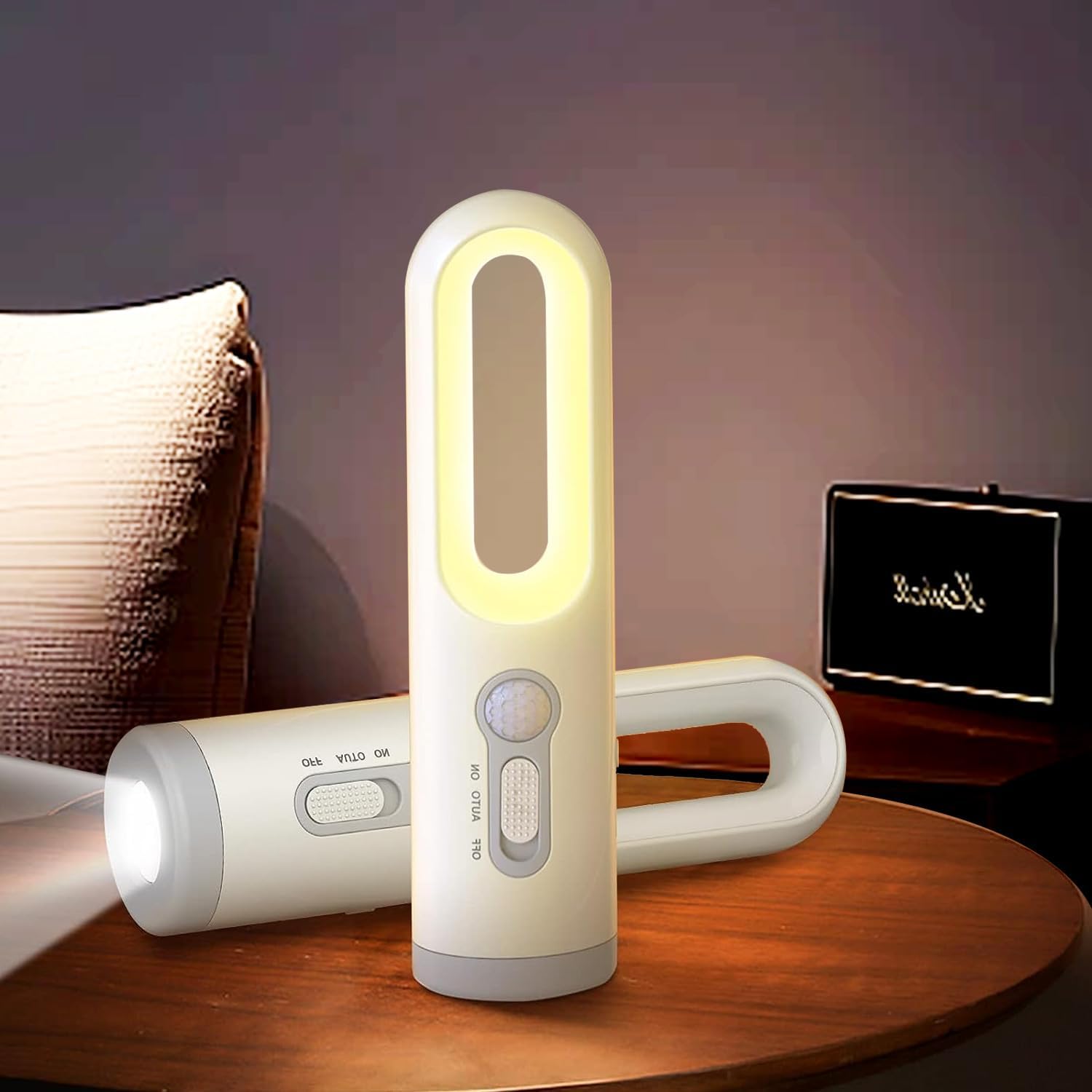YZYOE Rechargeable 2-in-1 Portable Warm Light Motion Sensor Bedside ...