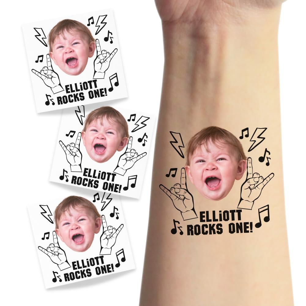 Amazon.com: Personalized Rock and Roll Face Temporary Tattoos, Adult ...