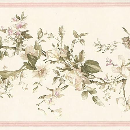 CONCORD WALLCOVERINGS ™ Wallpaper Border Floral Pattern Flowers Leaves ...