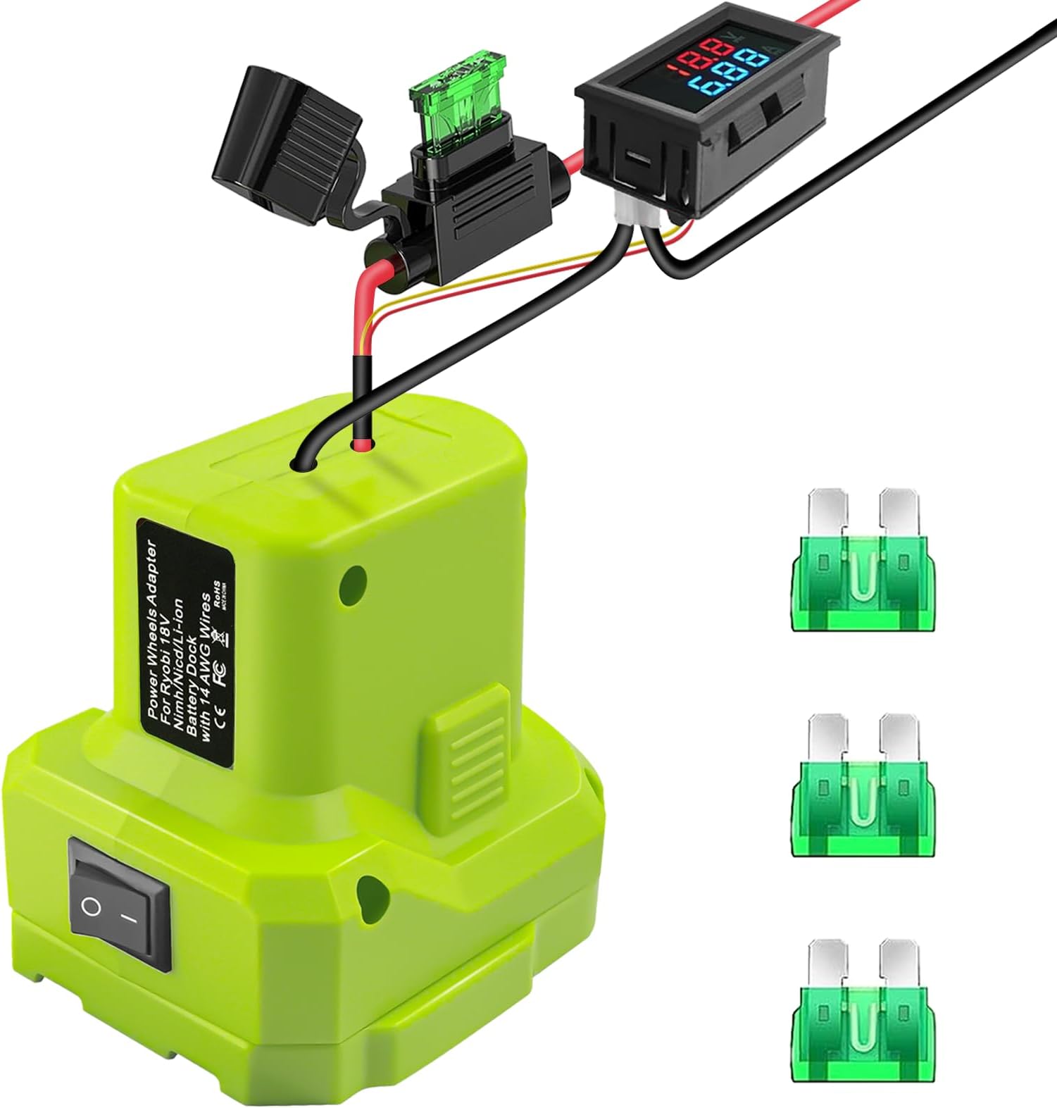 Amazon.com: Power Wheel Adapter for Ryobi 18V Battery,with LED for ...