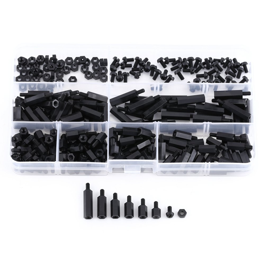250pcs M2 M3 Male Female Hex Column Nylon Spacer Standoff Bolt Screw ...