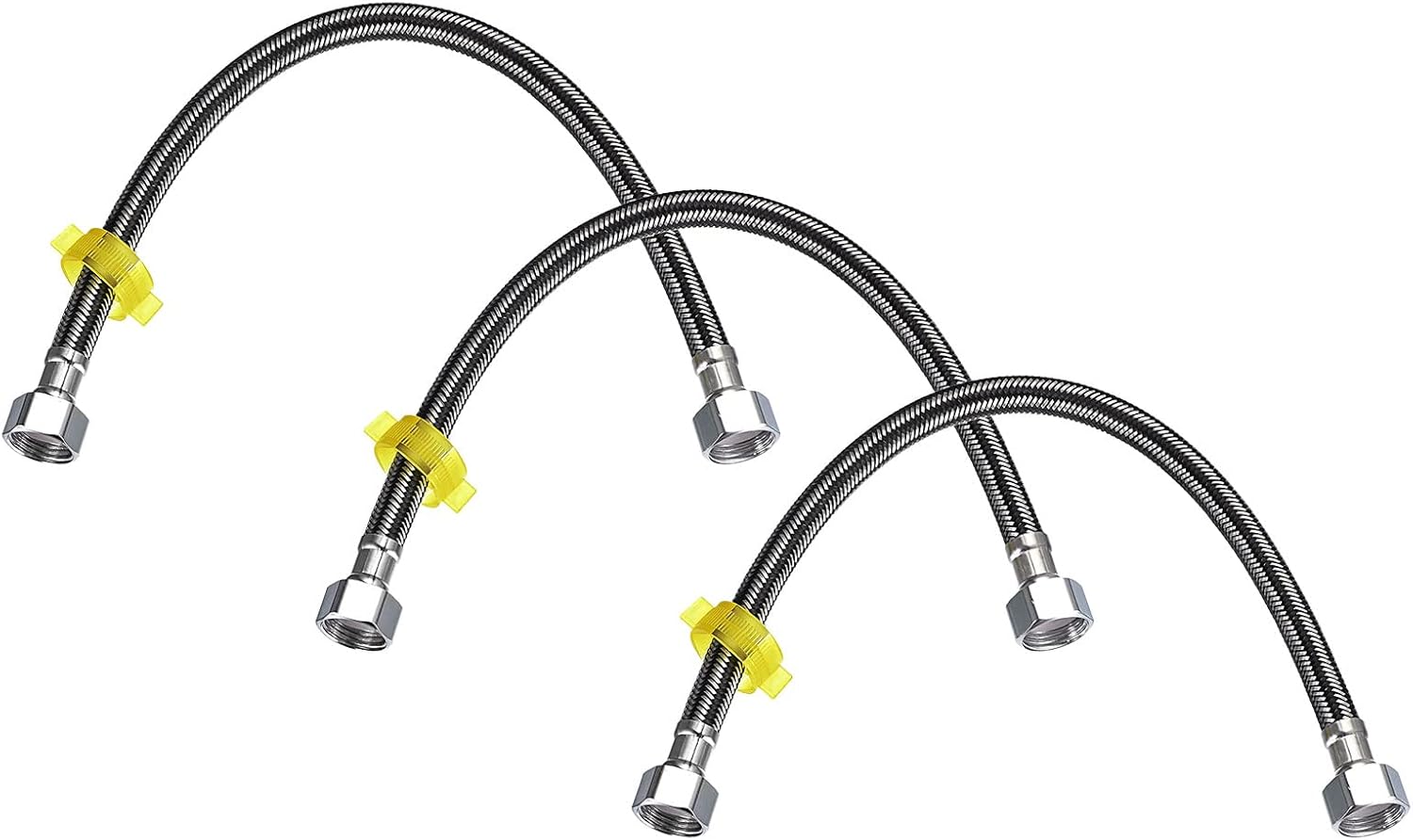 uxcell Faucet Supply Line Connector, 3pcs G1/2 Female x G1/2 Female 16 ...