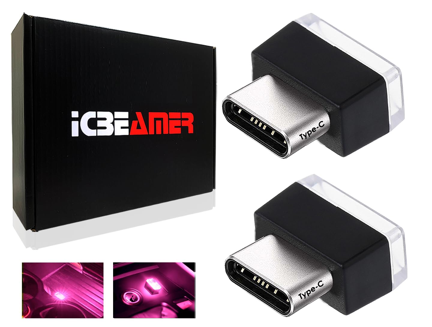 Amazon.com: ICBEAMER Type C Adapters Atmosphere Light - 2-Pack (Purple ...