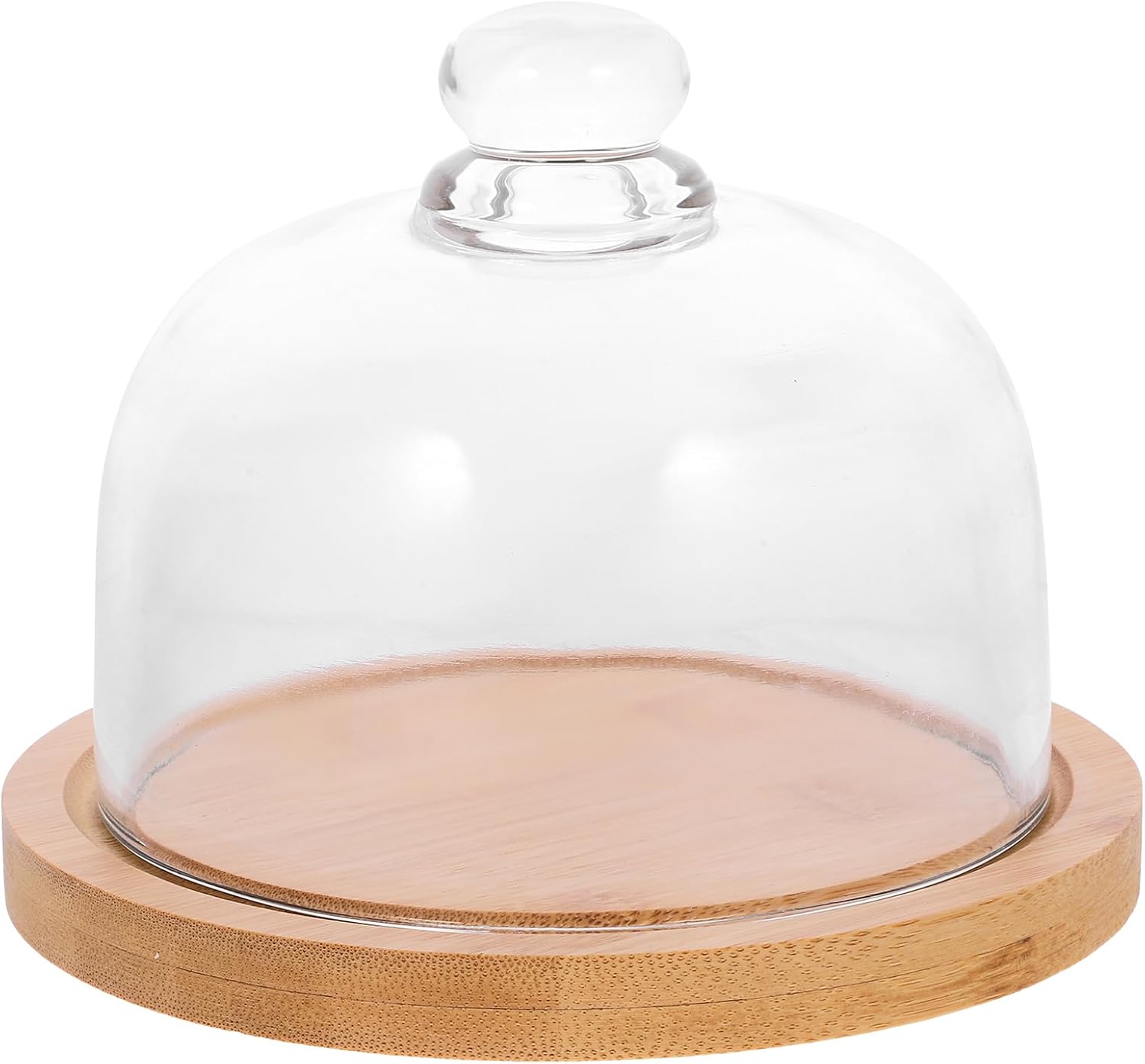 Amazon.com: Cabilock Wood Cake Tray with Glass Dome Round Clear Cloche ...