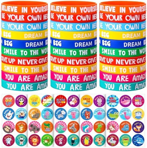Amazon.com : Frienda 60 Pieces Motivational Silicone Wristbands with 5 ...