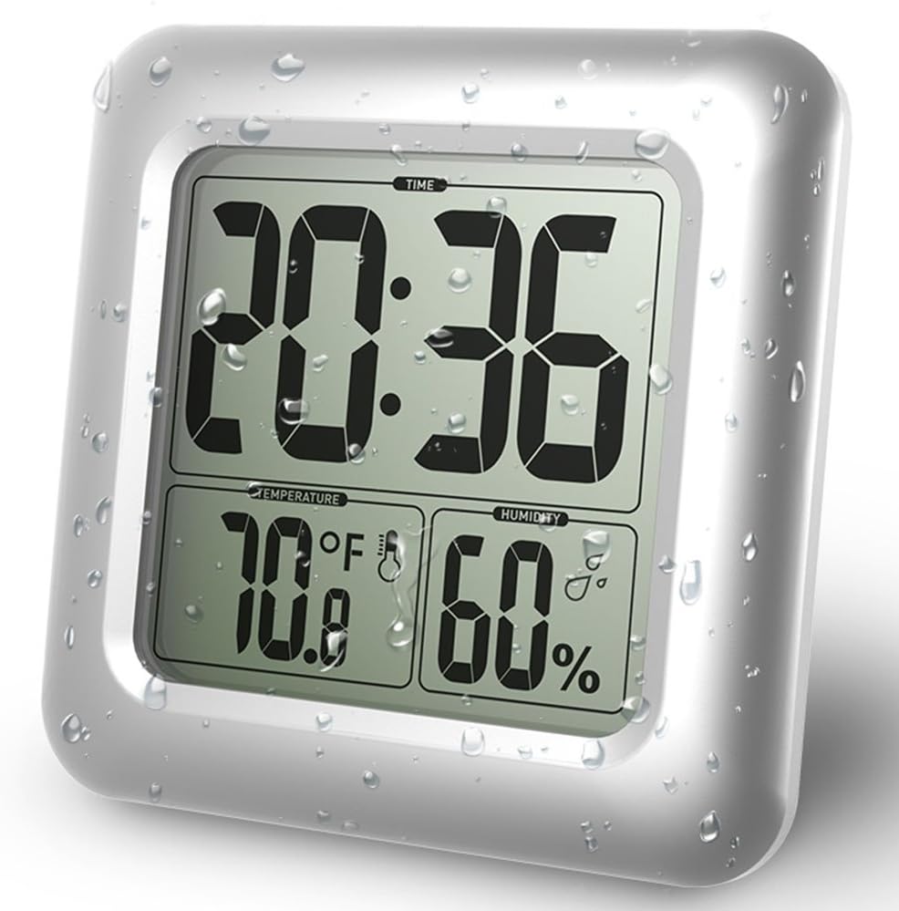 Amazon.com: NOFIBAF Digital Bathroom Shower Wall Clock Timer with Alarm ...