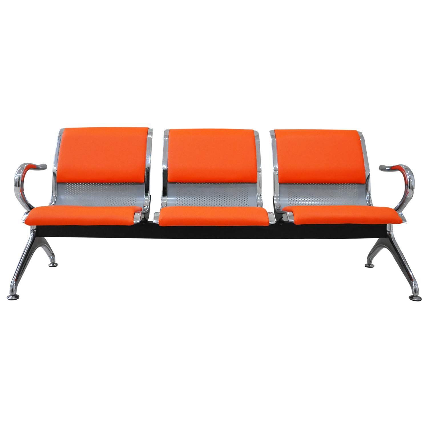 Airport Reception Chairs Waiting Room Chair with Orange Leather Cushion ...