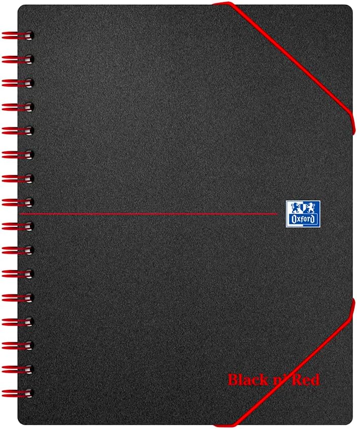 Oxford Black n' Red Frame Ruled with Margin Wirebound Poly Meeting A4 ...