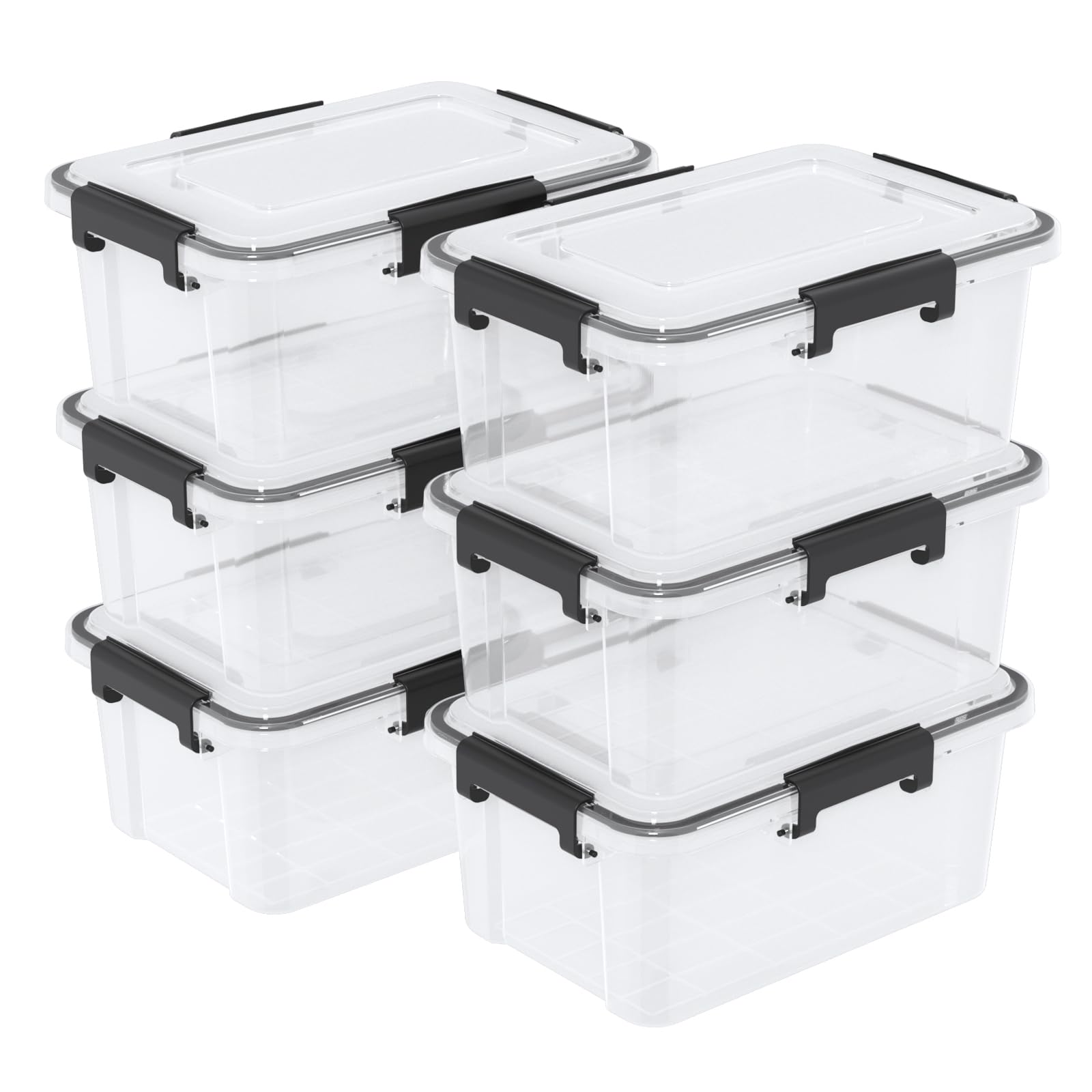 Amazon.com - Leendines 6 Packs 10 Liters Clear Containers with Sealed Circle Lids, Plastic ...